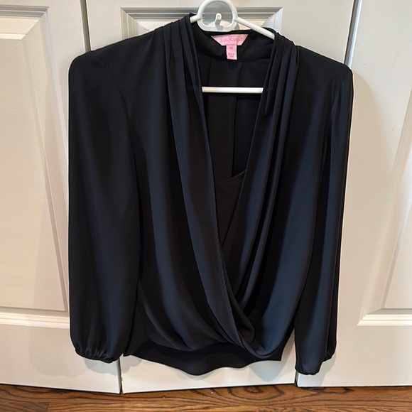 Lilly Pulitzer | Tops | Lilly Pulitzer Black Myah Wrap Long Sleeved ...